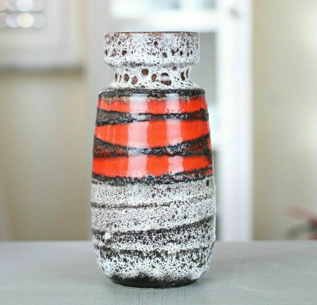 Keramik Vase Scheurich 242 22 West Germany Fat Lava rot inka 70er ...