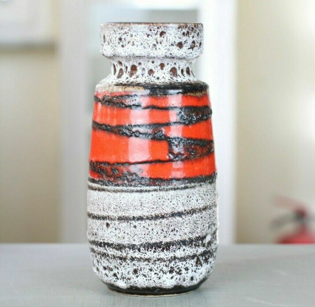 Keramik Vase Scheurich 242 22 West Germany Fat Lava rot inka 70er ...